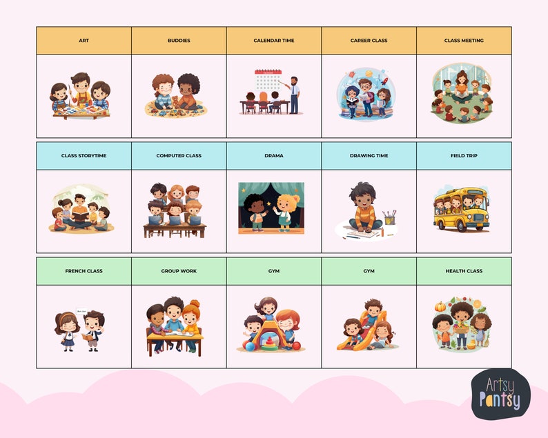 Kids Classroom Schedule Clipart: School Subjects PNG Images (31 Files ...