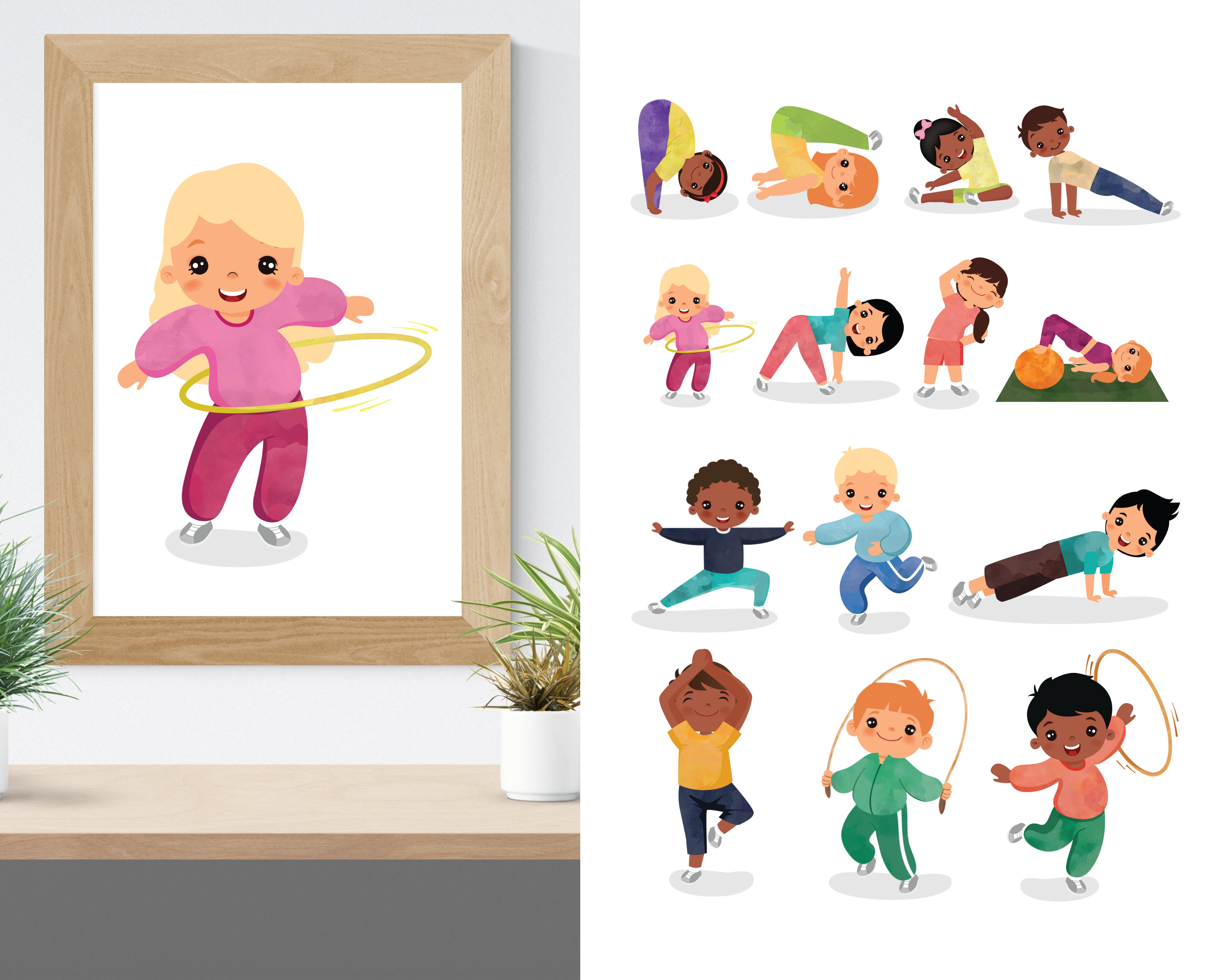 Kids Exercising Clipart: Active Children PNG Images (commercial Use) - Etsy