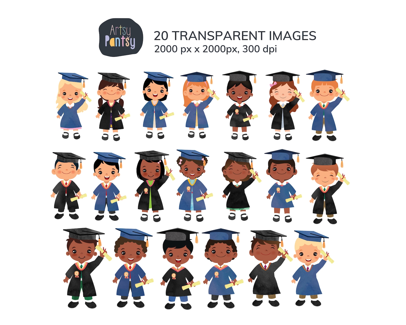 Graduation Kid Clipart,preschool, Students, Diploma, Graduation Gown ...