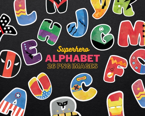 Superhero Alphabet Clipart Big Caps Uppercase ABC Alphabet | Etsy UK