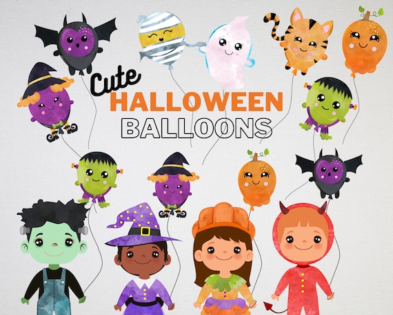 Halloween Balloons Clipart. Digital Halloween Balloon Clipart. | Etsy