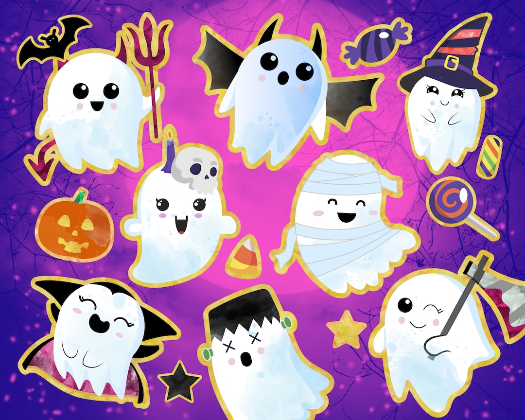 Cute Halloween Clipart, Halloween Clipart, Ghost Clipart, Halloween ...