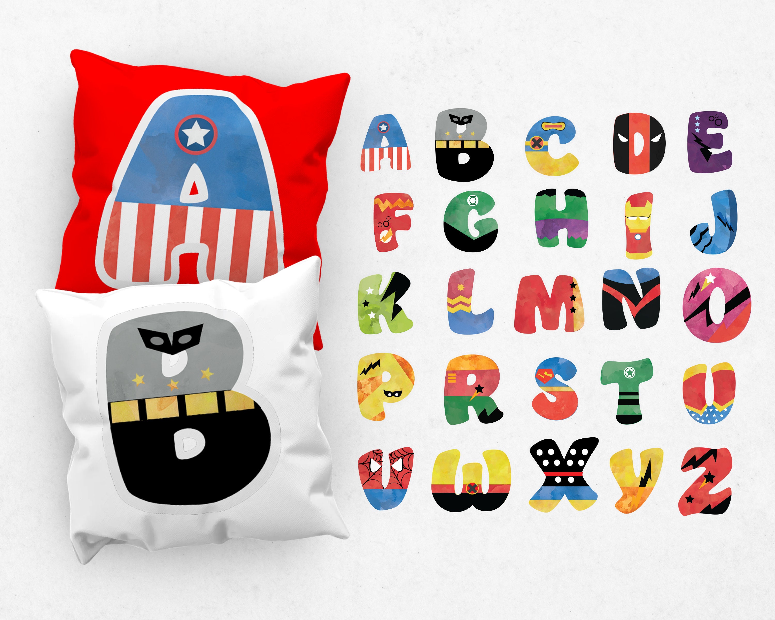 Superhero Alphabet Clipart: Watercolor Letters (digital Download) - Etsy