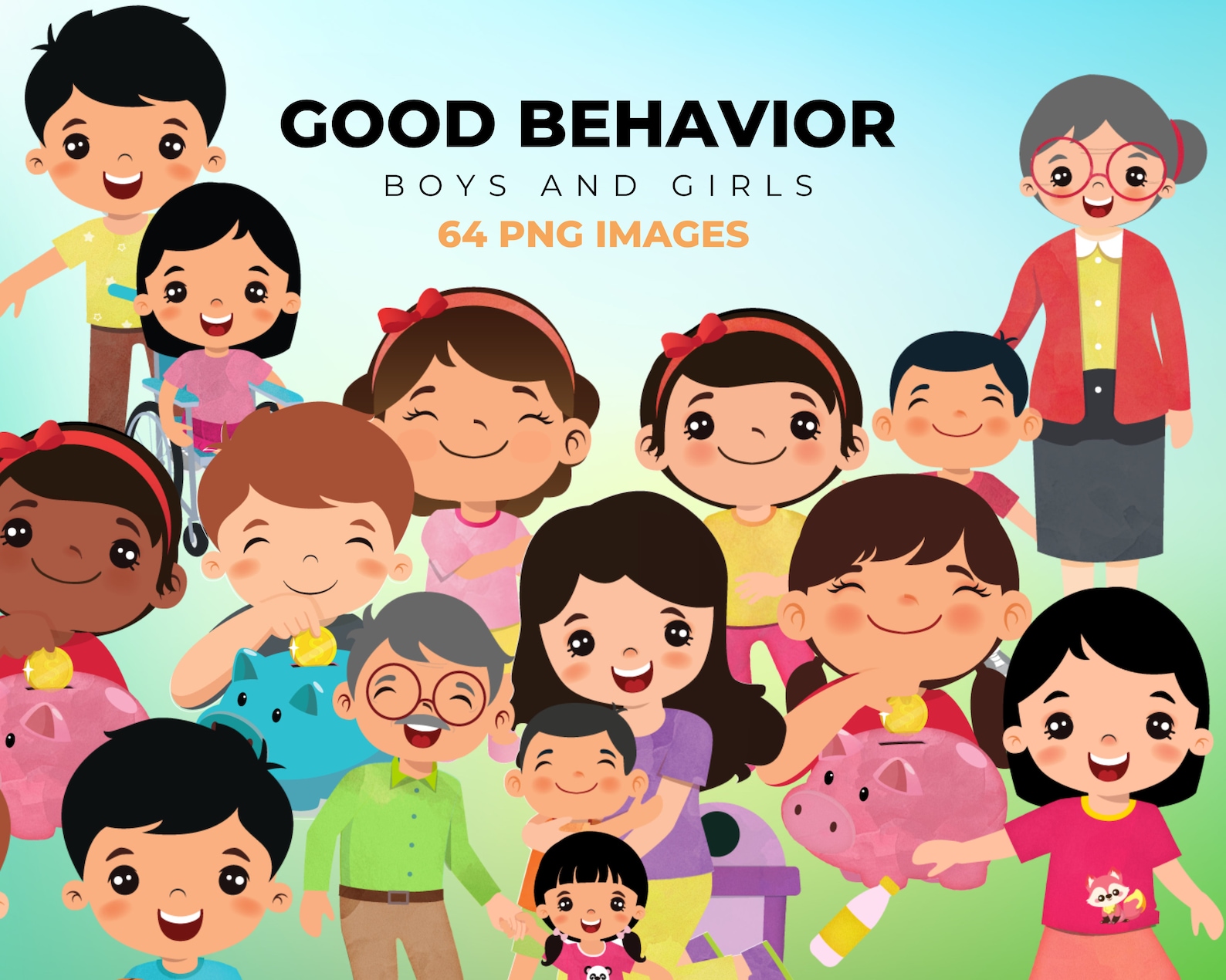 Good Behavior Clipart: Children's Educational PNG Graphics (64 Images ...