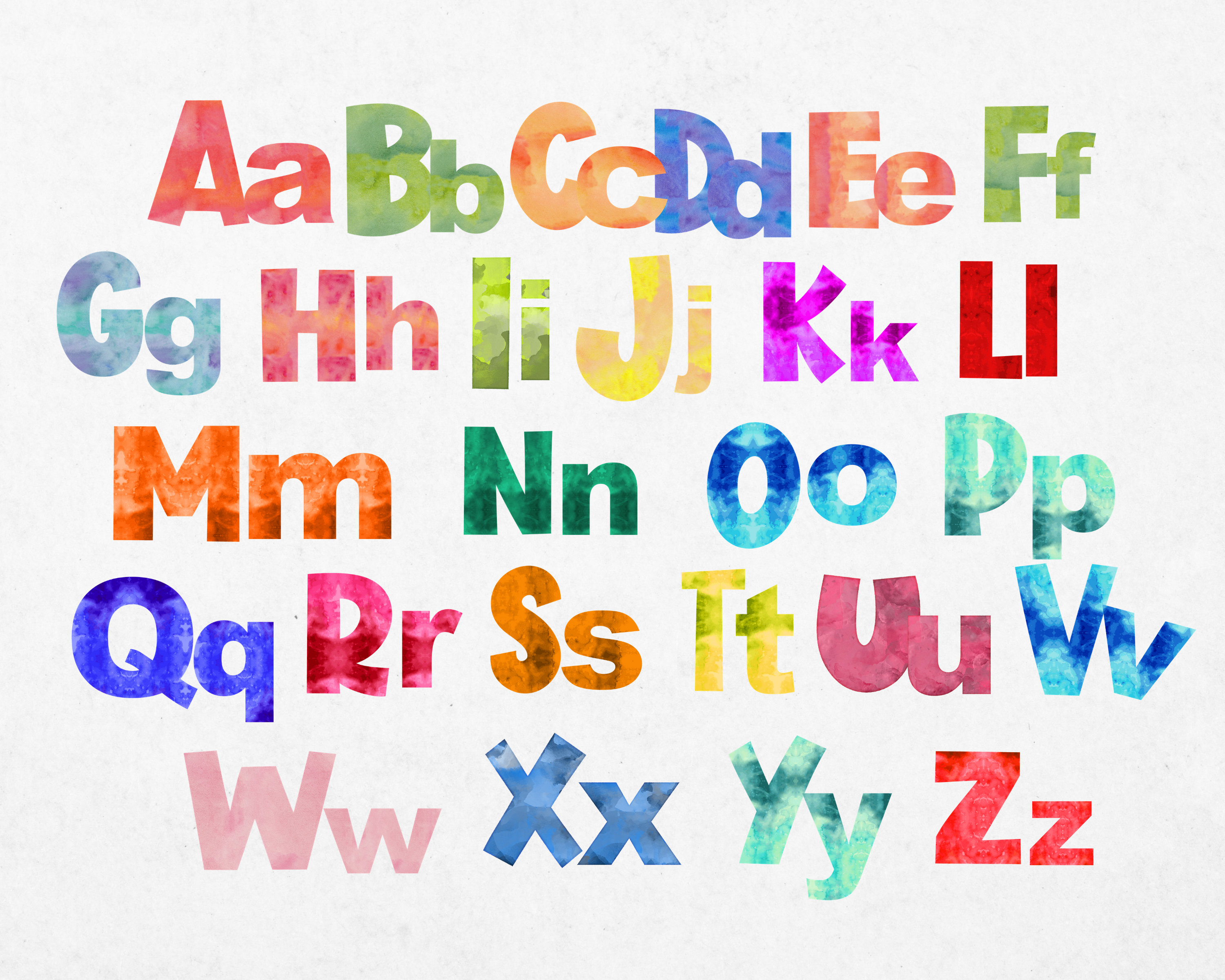 Watercolor Alphabet Clipart, 78 Watercolor PNG Watercolor Graphics ...