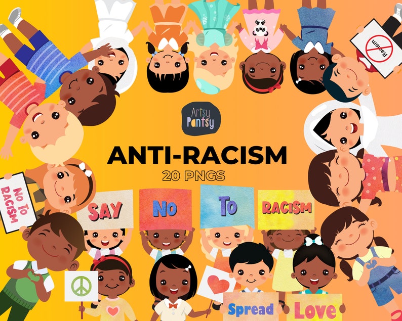 Anti-racism Kids Clipart: Diverse Children Illustrations (PNG, Instant ...
