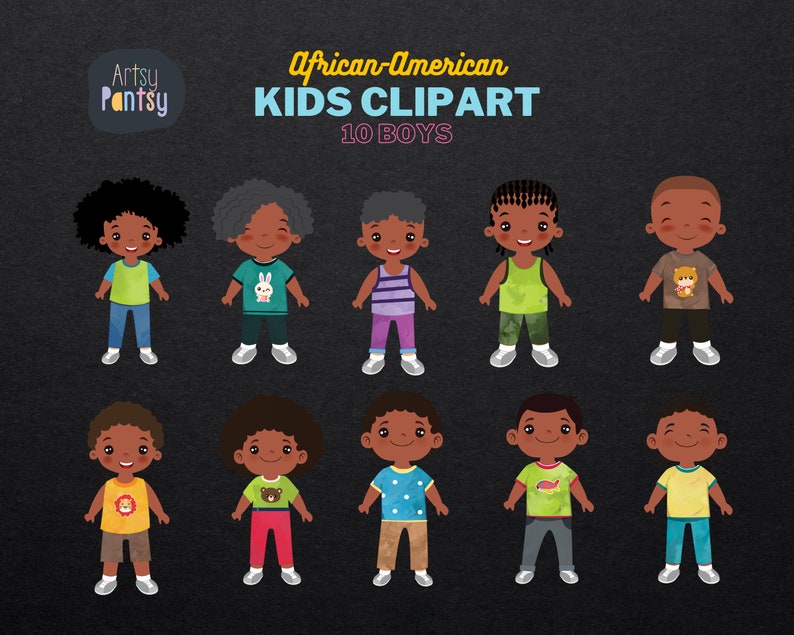 African American Kids Clipart: PNG Images for Commercial Use (digital ...