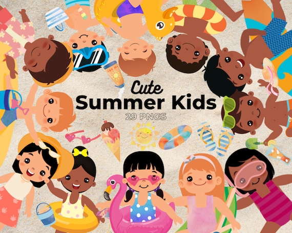 Cute Kids Summer Cliparts Children's Educational - Etsy