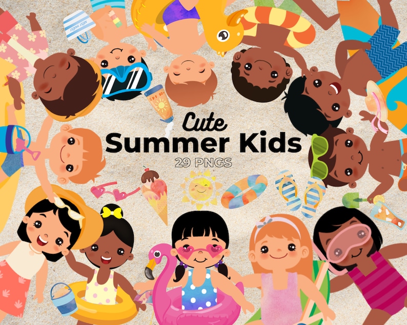 Cute Kids Summer Cliparts, Children's Educational Graphics. Children ...