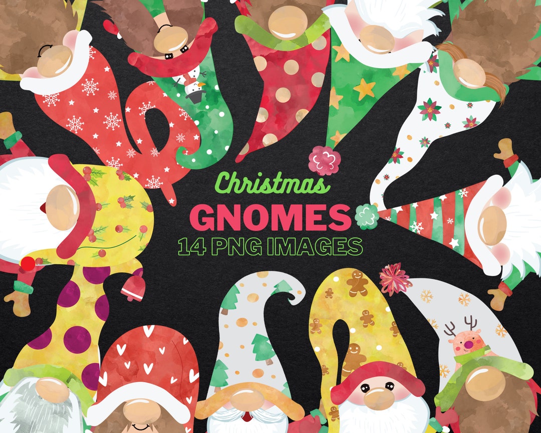 Christmas Clipart, Christmas Gnomes, Gnome Clipart, Printable, Small ...