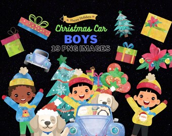 Christmas Cars 3. Watercolor Holiday Clipart, Vintage, Retro Truck ...