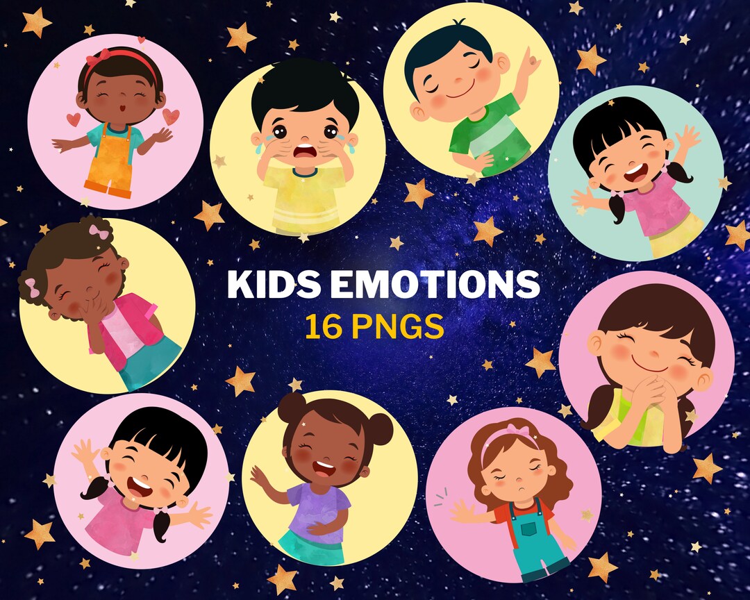 Kids Emotions Clipart: Educational Graphics (16 Pngs) - Etsy UK