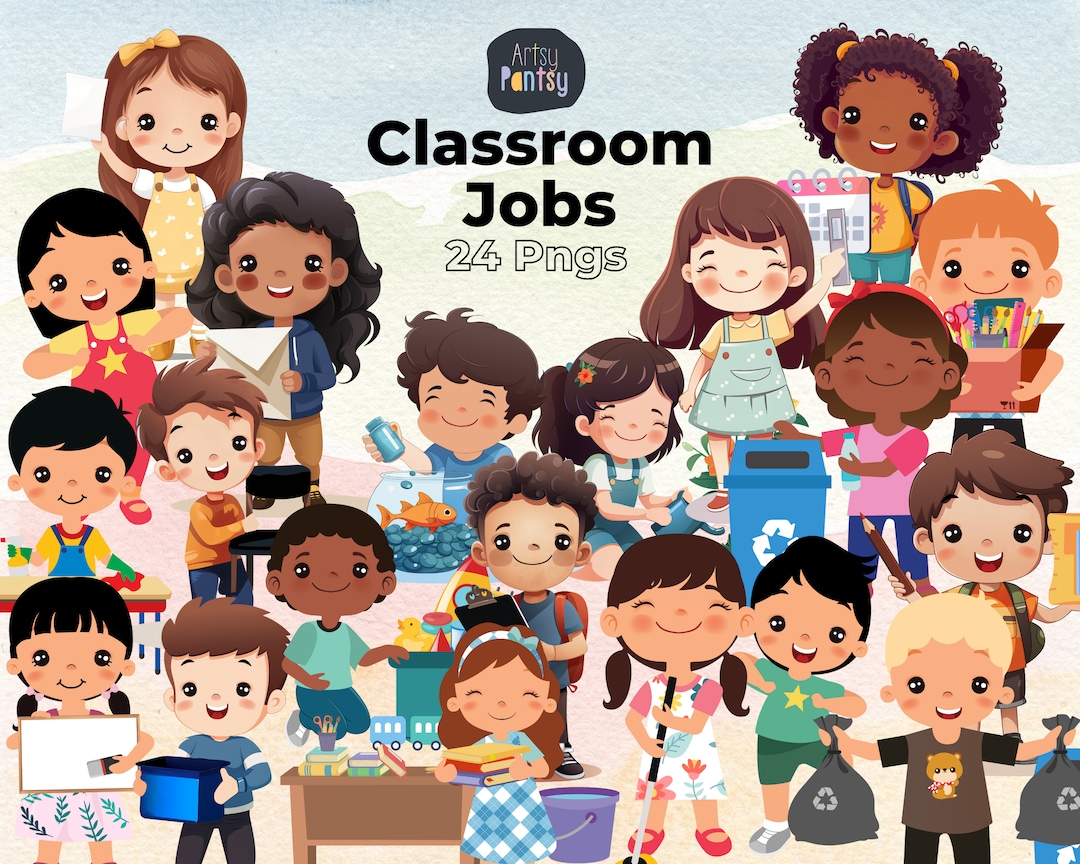 Classroom Jobs Clipart, Kids Illustration, Teacher Organization ...