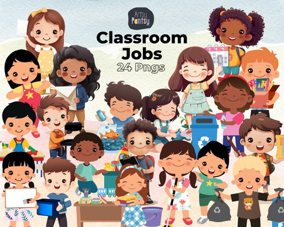 Elementary Students Working Clipart