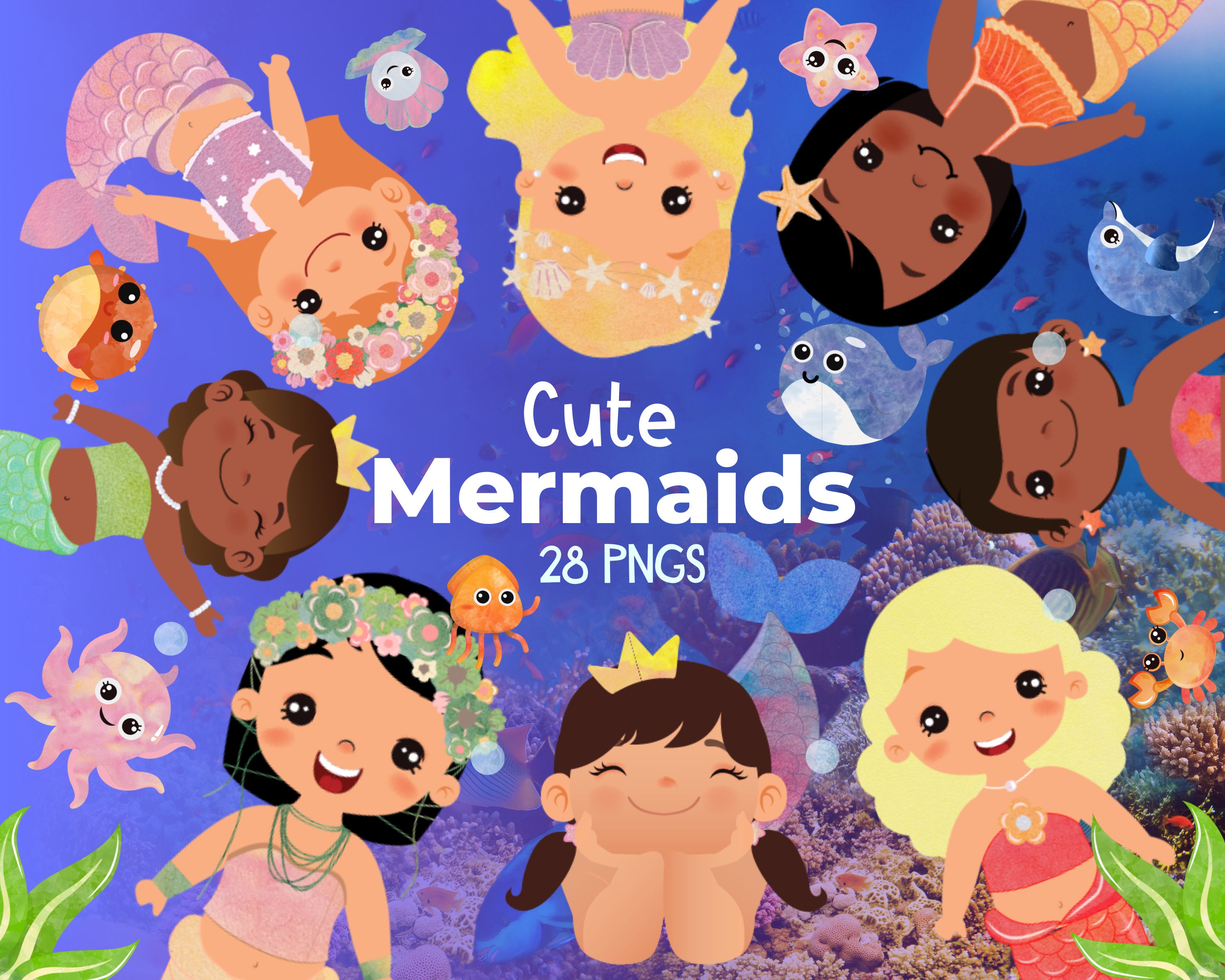 Mermaid Clipart Watercolor, Mermaid Clipart Png, Mermaid Clipart ...