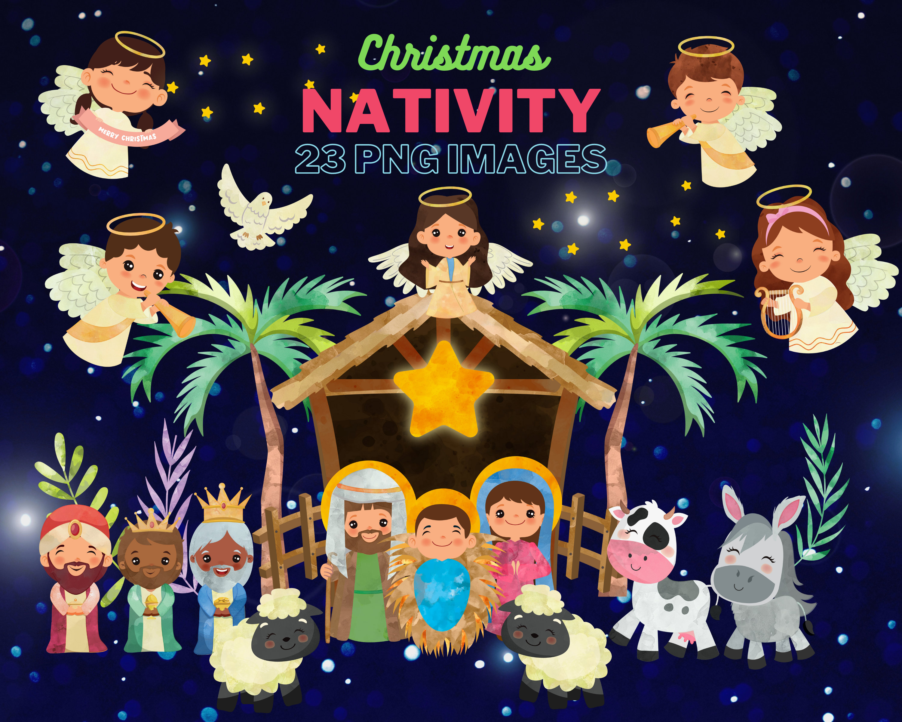 Nativity Clipart, Religious Illustration, Bible Graphics, Baby Jesus ...