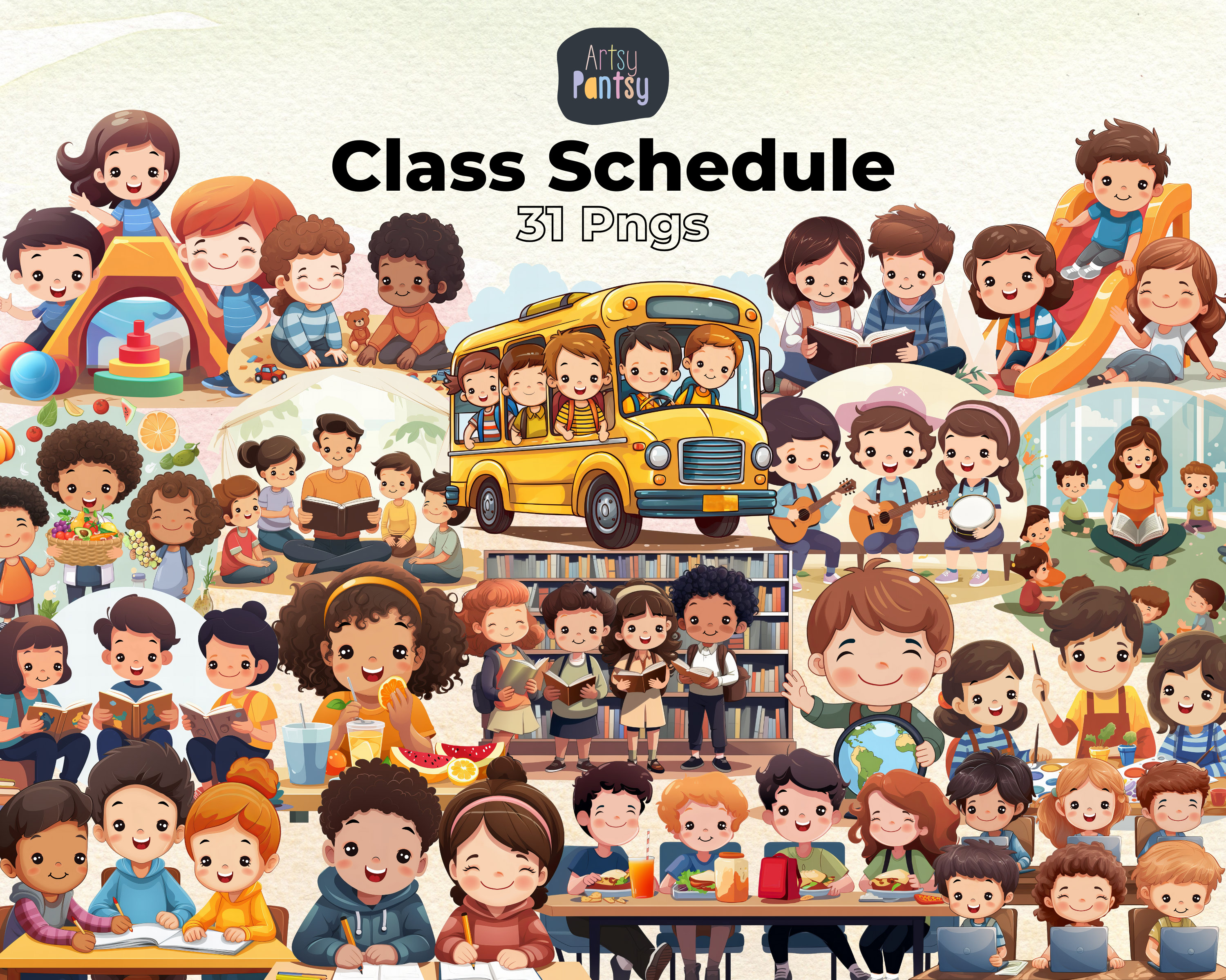 Kids Classroom Schedule Clipart: School Subjects PNG Images (31 Files ...