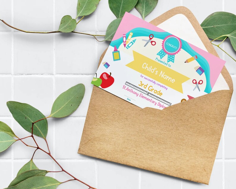 Elementary School Graduation Diploma Certificates Preschool - Etsy