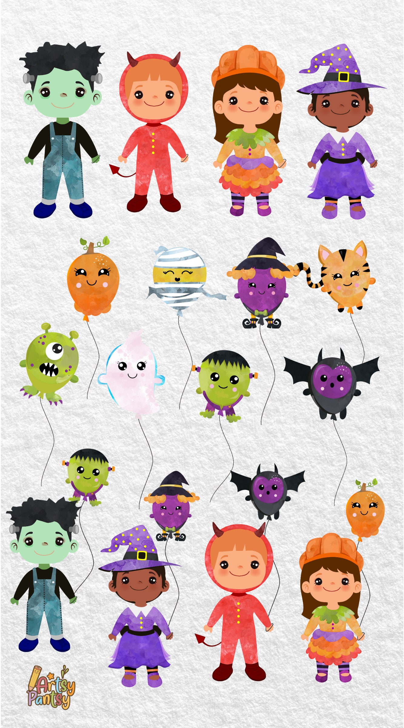 Halloween Balloons Clipart. Digital Halloween Balloon Clipart. - Etsy