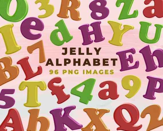Jelly Alphabet Clipart 96 PNG Jelly Graphics Letters Name | Etsy