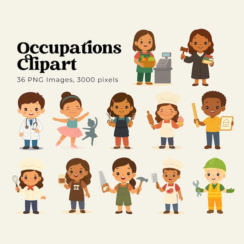 Occupations Cliparts, Kids Career Clipart, Digital PNG for Teachers ...
