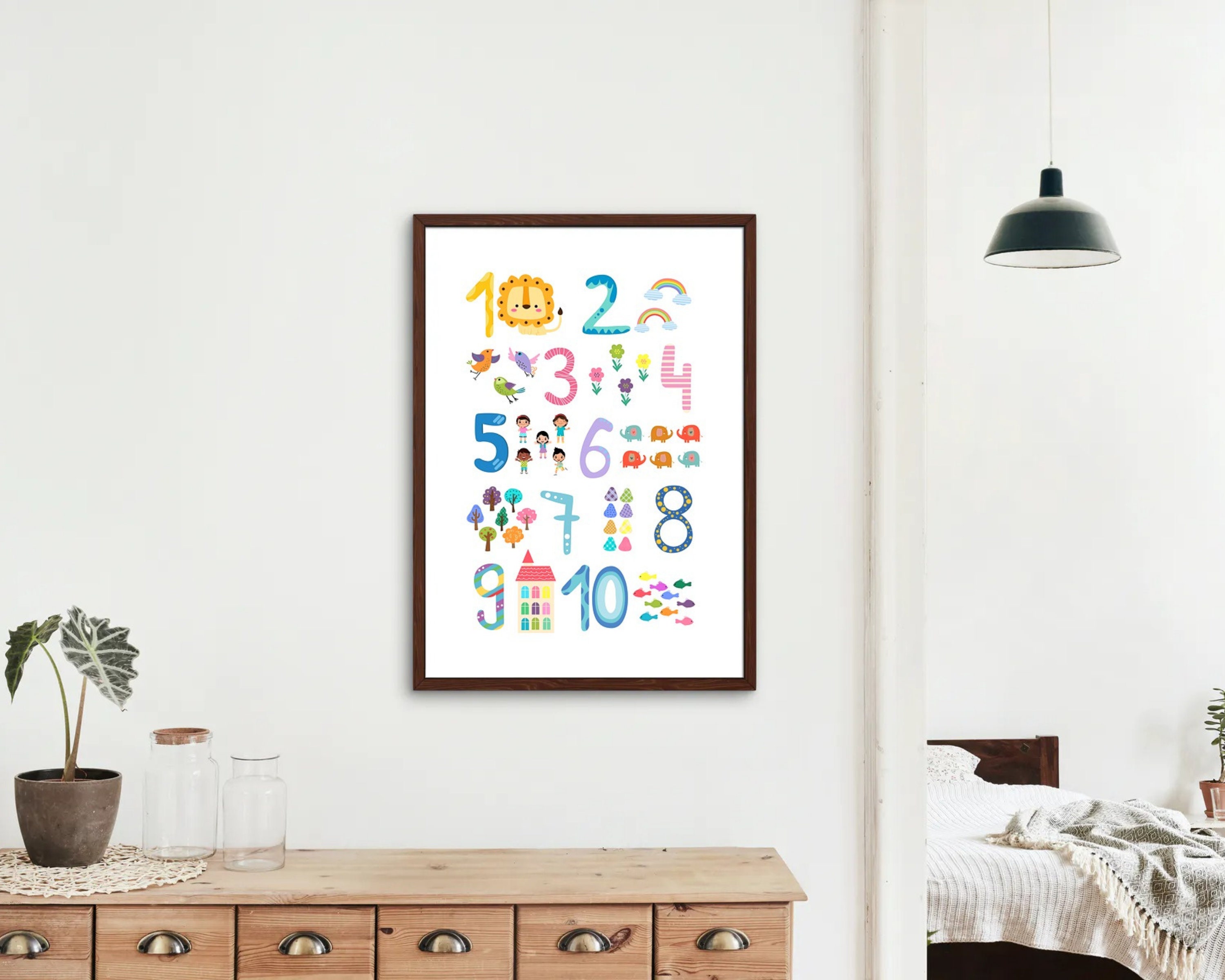 Kids Illustrated Counting Poster, Learning Numbers 1-10 Preschool ...