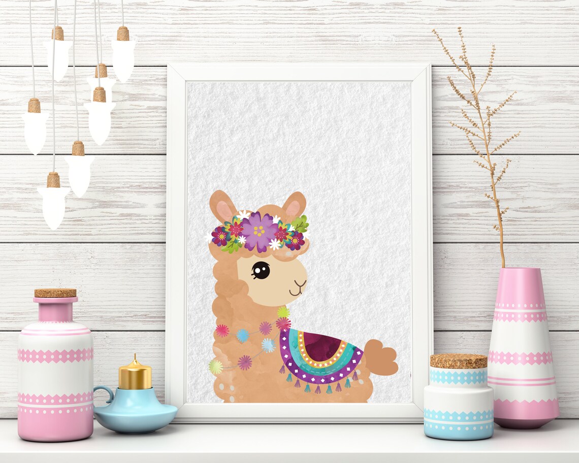 Colorful Llamas Decorated Llama Clipart Alpaca Clip Art | Etsy