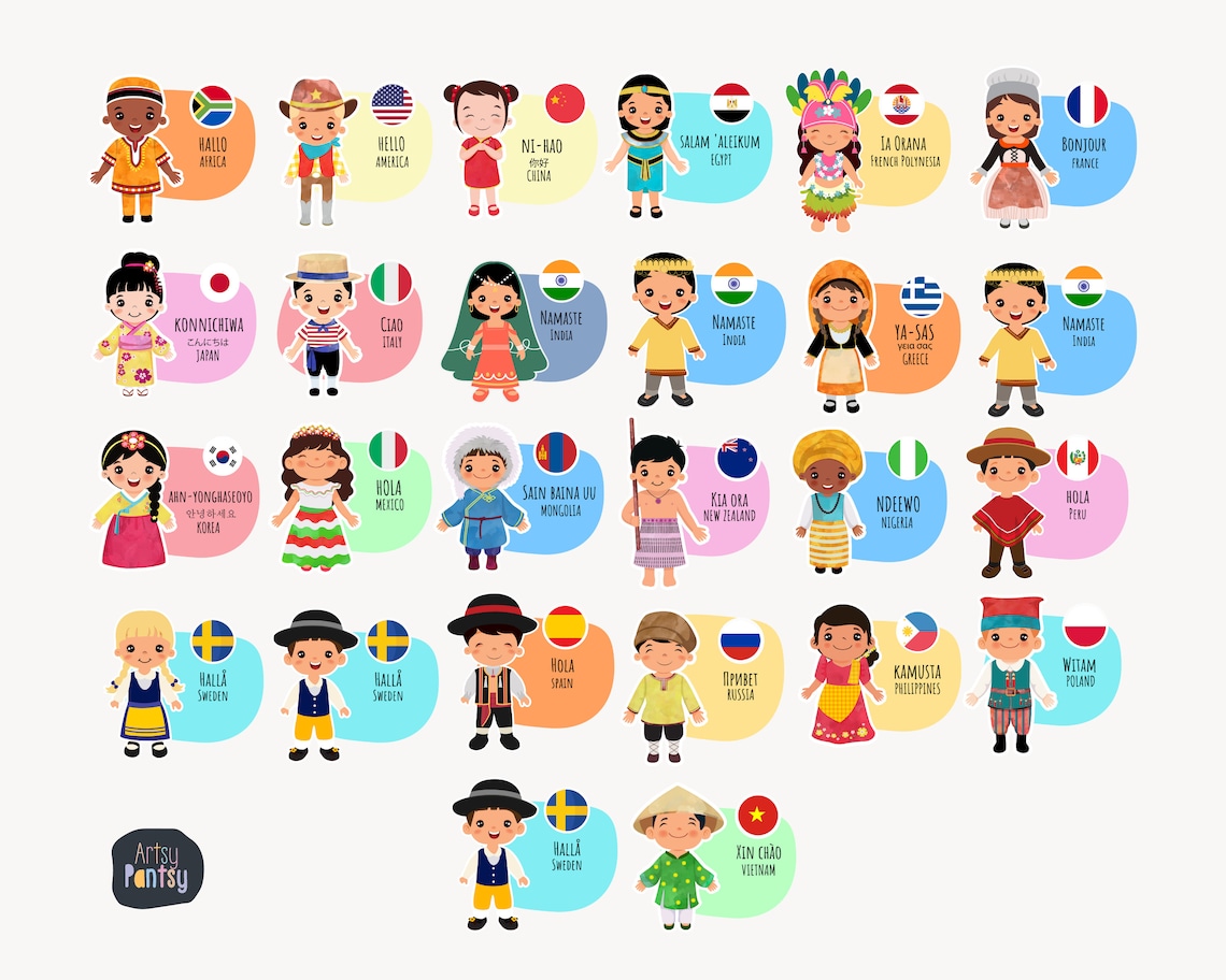 World Languages Clipart: Children's Educational Graphics (PNG) - Etsy