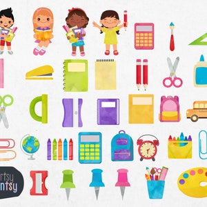 School Clipart Set, School Supplies Clipart Set, PNG Files, Pencils ...