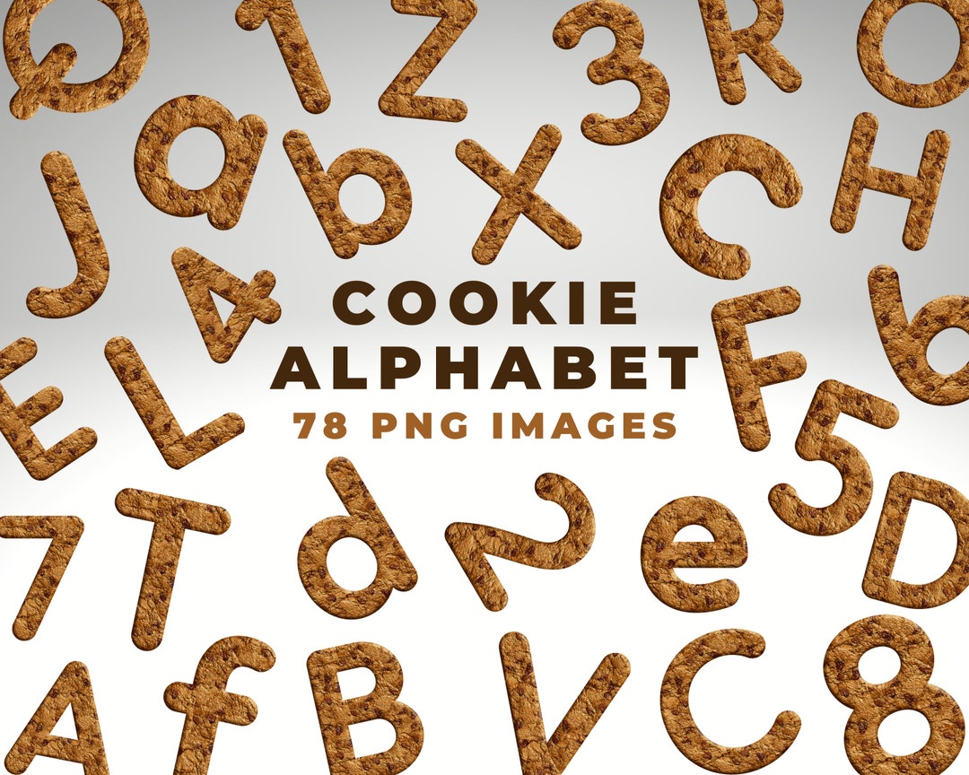 Cookie Alphabet Clipart, 78 PNG Cookie Graphics, Letters Name Clip Art ...