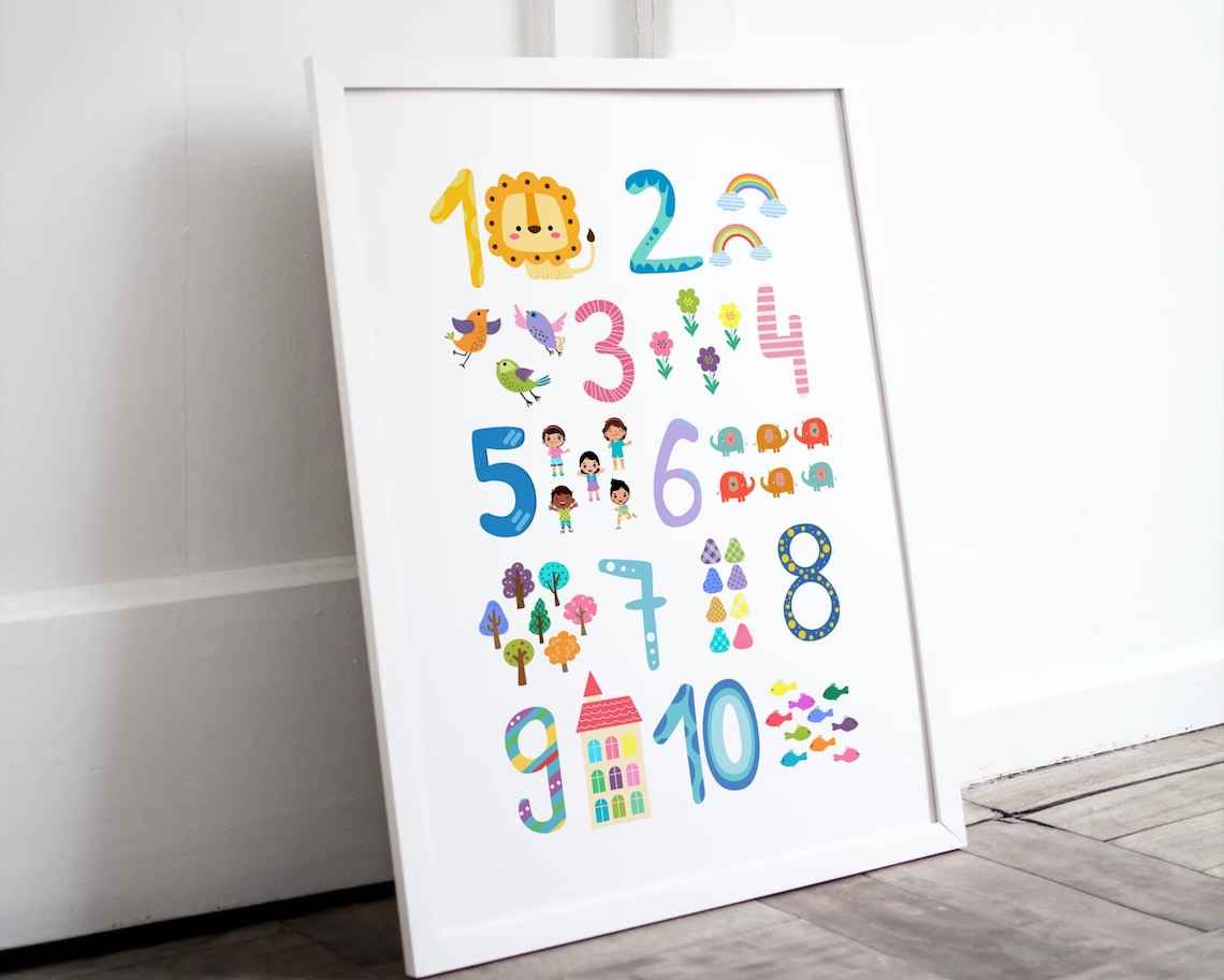 Kids Illustrated Counting Poster Learning Numbers 1-10 - Etsy UK