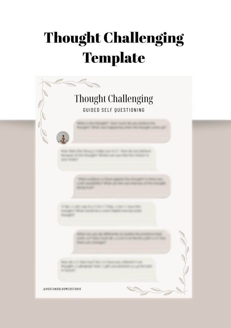 Thought Challenging Guided Reflective Template CBT Self Help Tools - Etsy