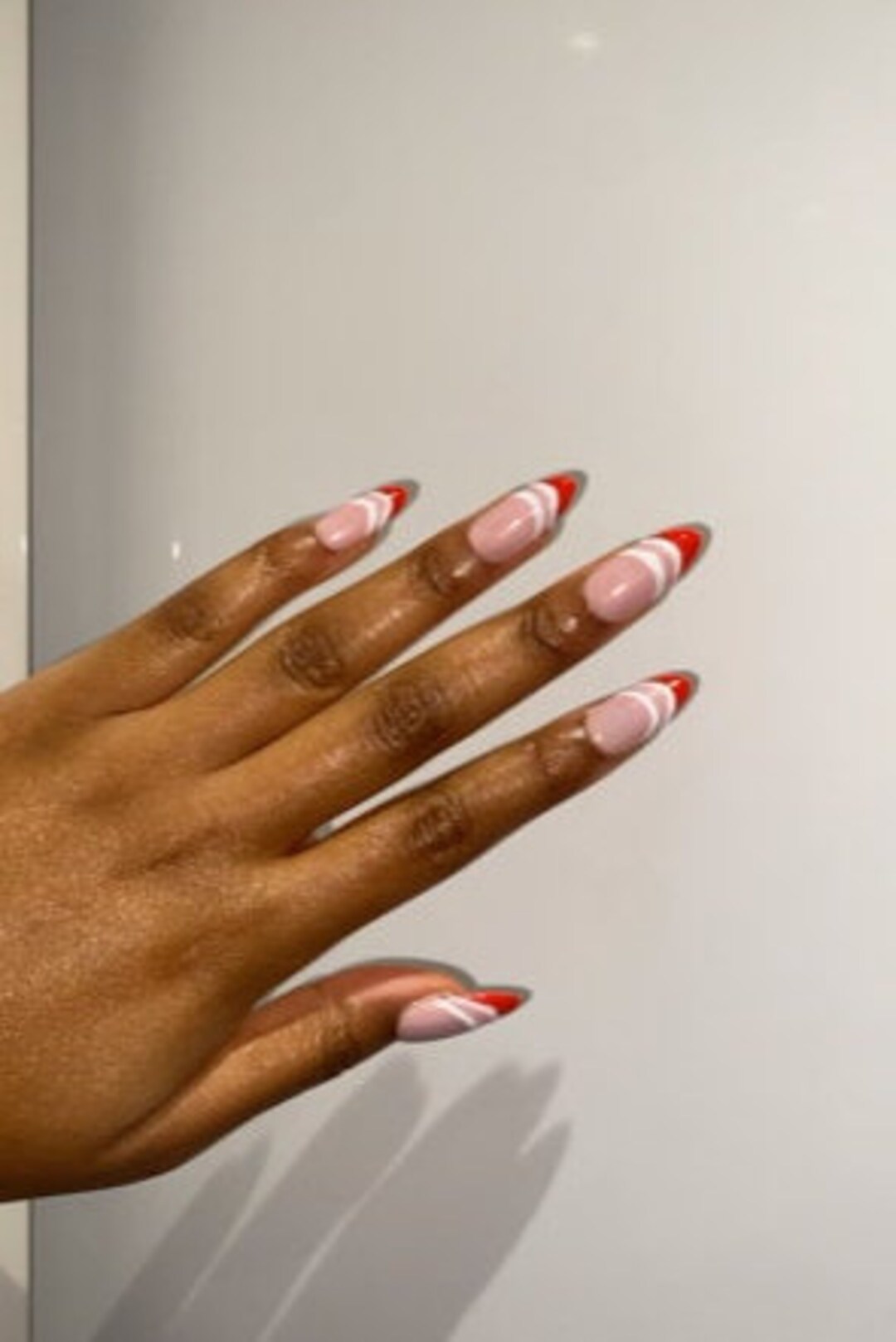 Triple Christmas French Tip Press-on Nails, Red French Tip Nails, White ...