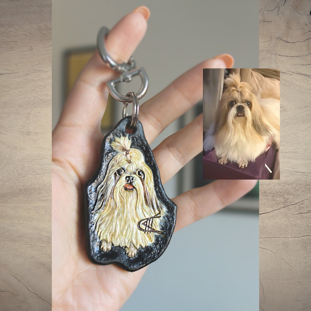 Personalized Custom Leather Keychain | Dog Picture | Key Holder, Key ...