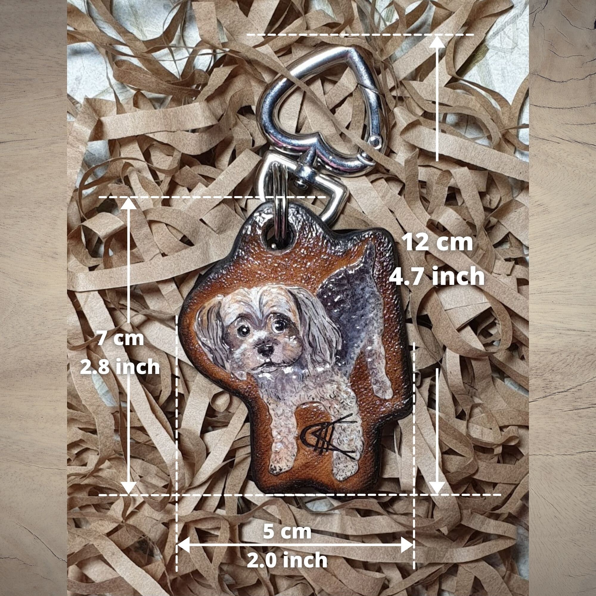 Personalized Custom Leather Keychain | Dog Portrait | Key Holder, Key ...