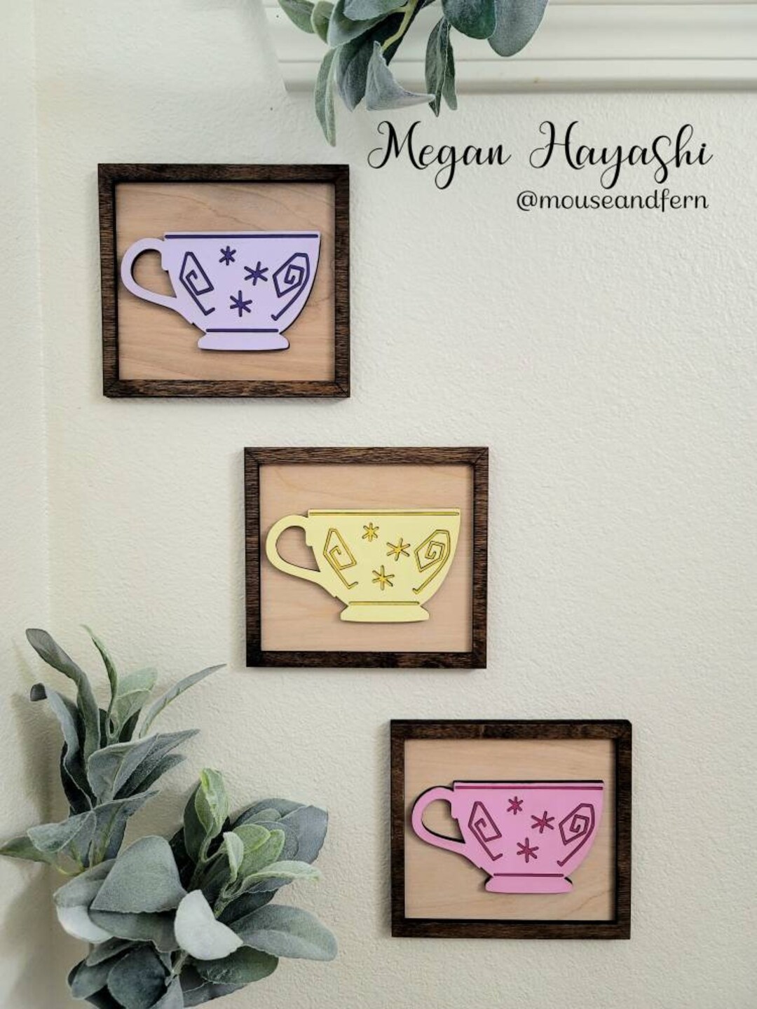 Tea cup wall decor set of 3 tea party mad tea party tea cup - Etsy.de