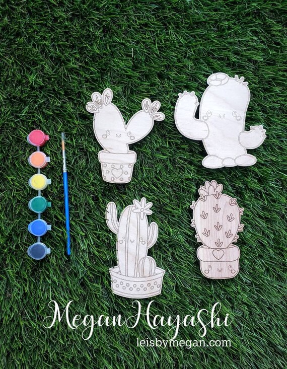 Cactus painting kit Kids Craft Kit succulents cactus Kids | Etsy