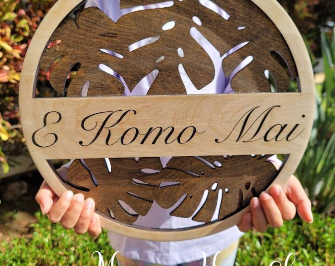 Welcome Sign, Hawaiian Welcome Sign, Hawaii Welcome Sign, Monstera ...