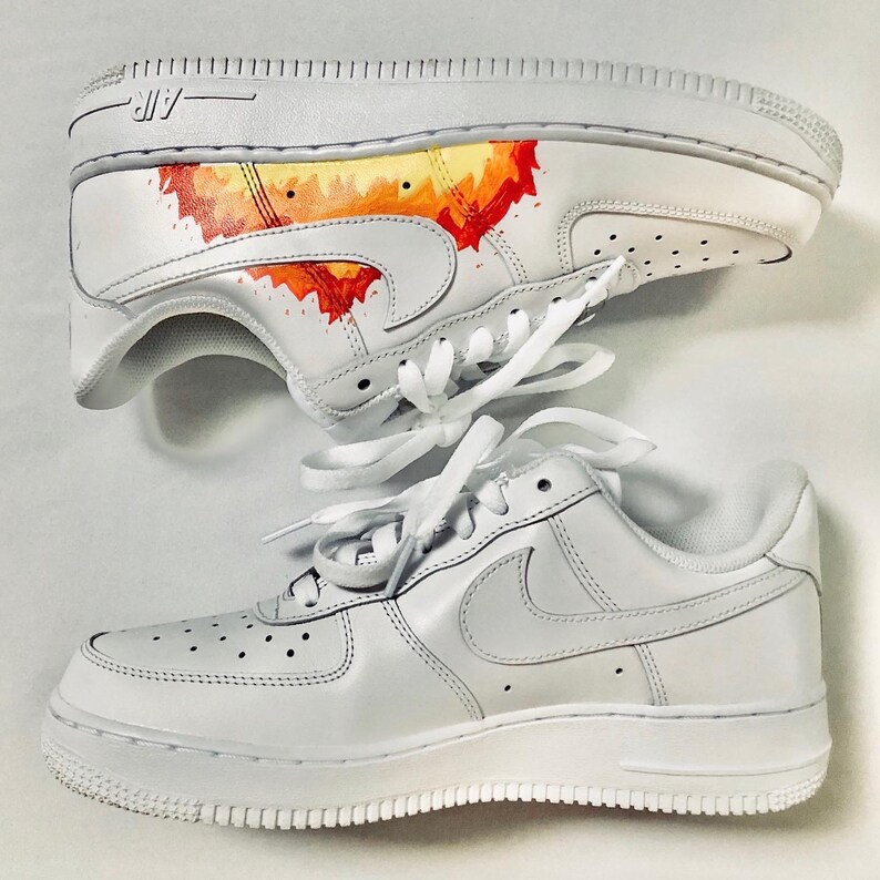 Nike Air Force 1 Fire Custom - Etsy