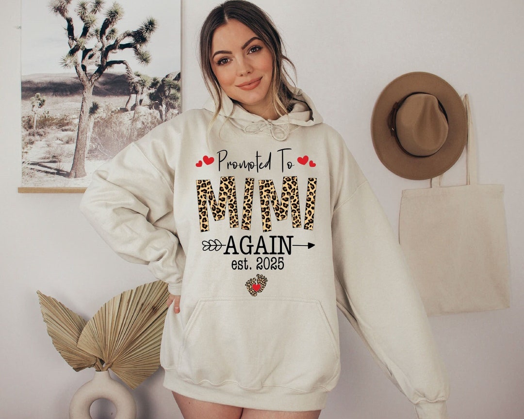 Promoted to Grandma Again Mimi Hoodie, Grandma Sweatshirt, Pregnancy ...