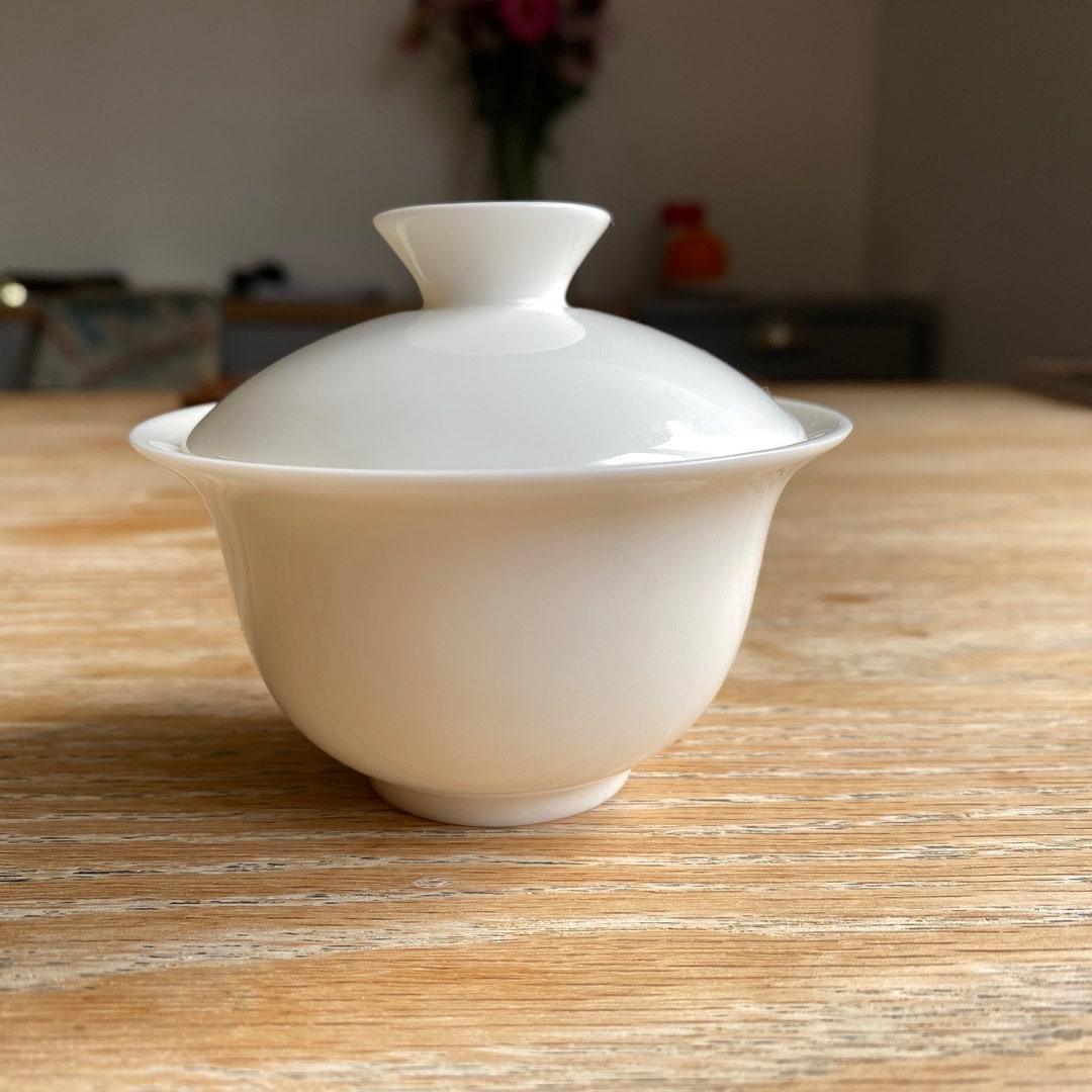 White Chinese Tea Cup Lidded Cup Gaiwan Everyday Use - Etsy