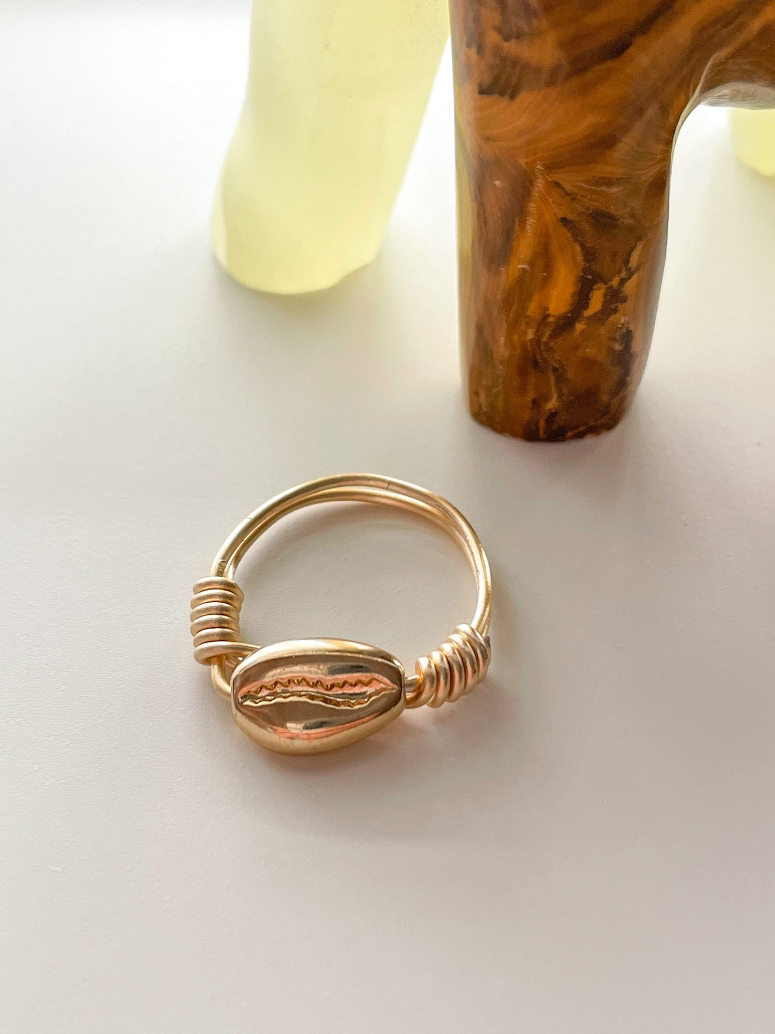 Gold Cowrie Shell Ring TARNISH RESISTANT Madebymeljewelry - Etsy