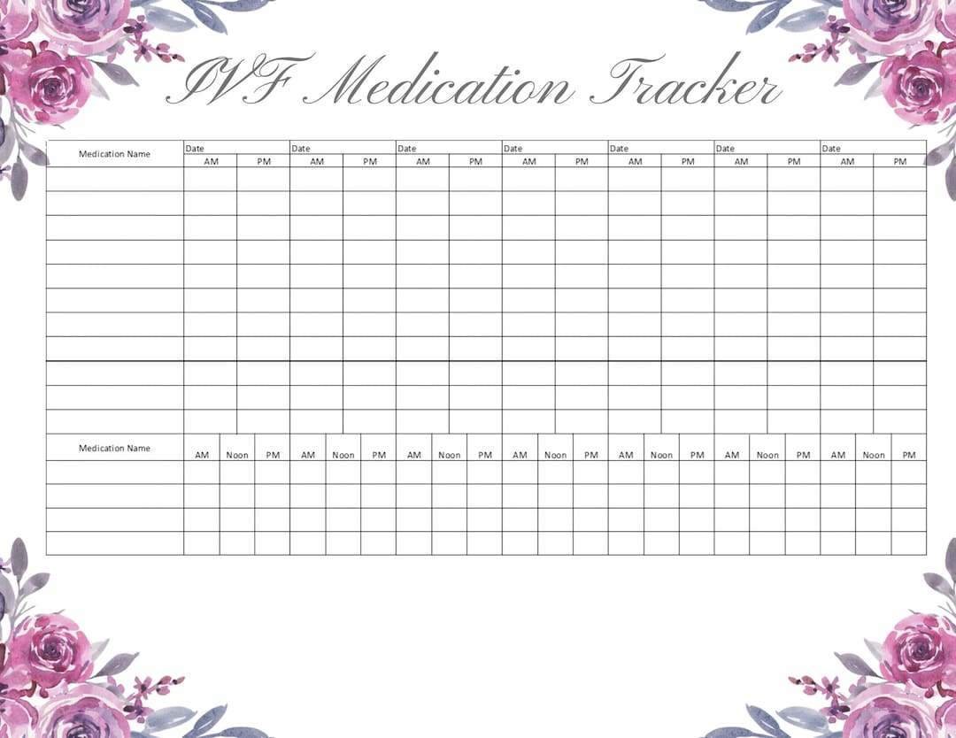 Digital IVF Medication Tracker, Printable, Floral IVF Journey, in Vitro ...
