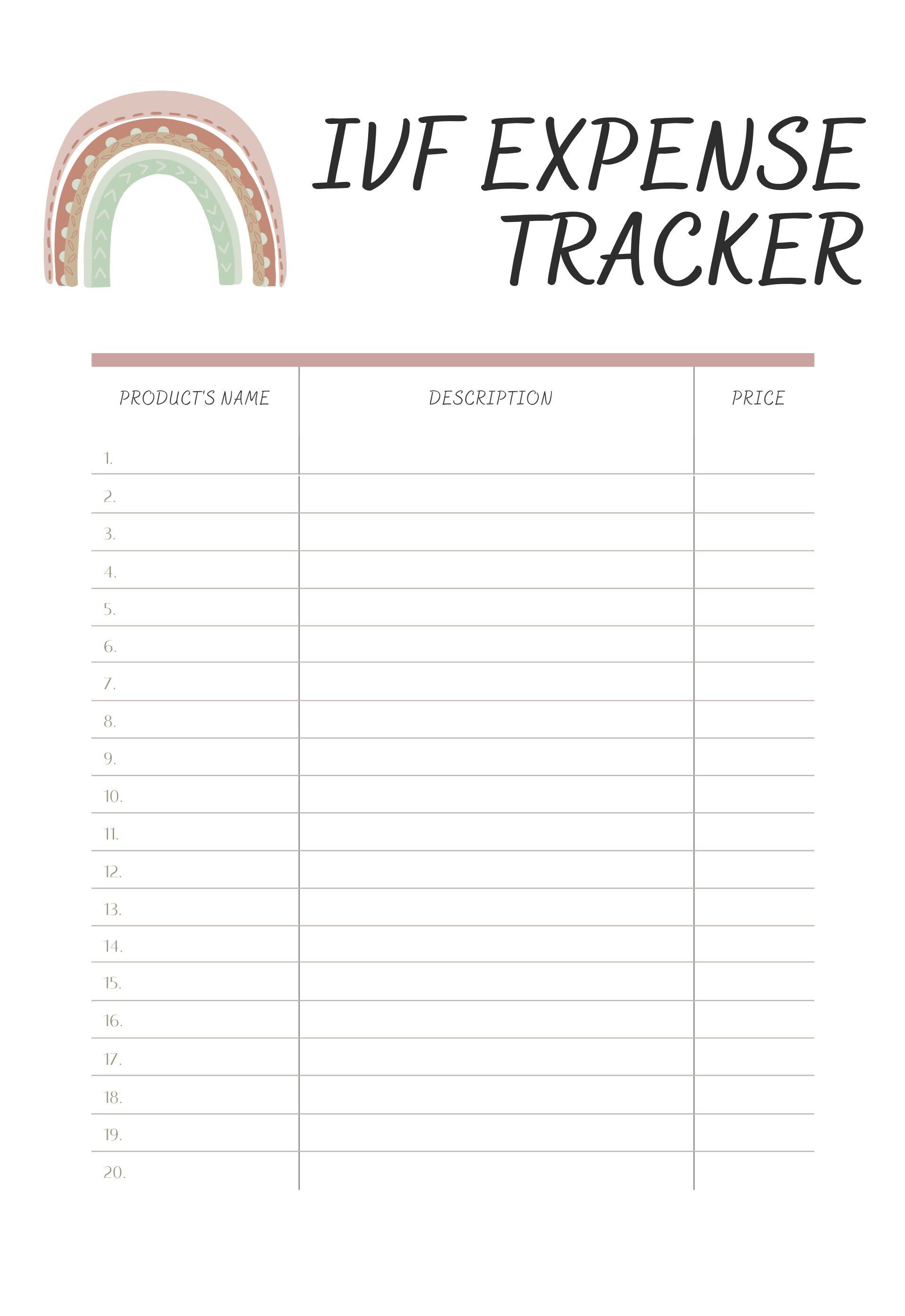 Digital IVF Expense Tracker, Printable, Baby IVF Journey, in Vitro ...