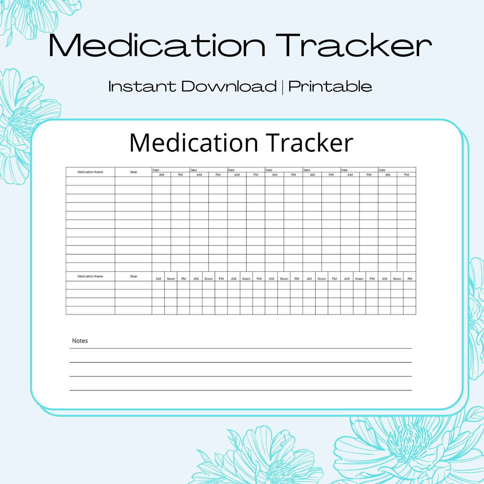 Digital Medication Tracker, Printable Medication Tracker, Medication ...