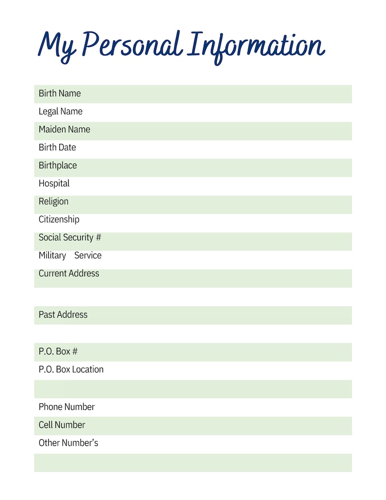 Digital Final Wishes Planner, Printable, End of Life Document ...