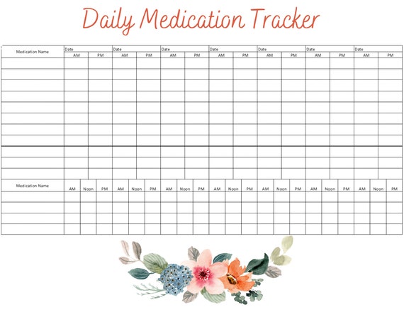 Digital Medication Tracker Daily Printable Medication - Etsy
