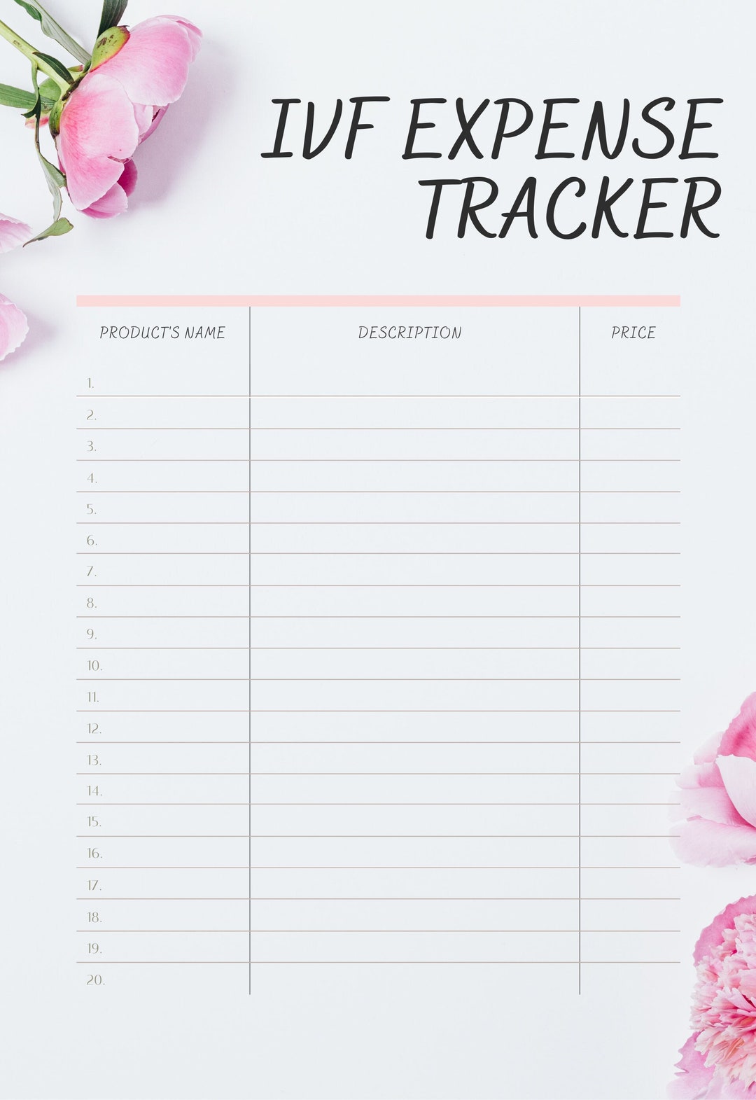 Digital IVF Expense Tracker, Printable, Baby IVF Journey, in Vitro ...