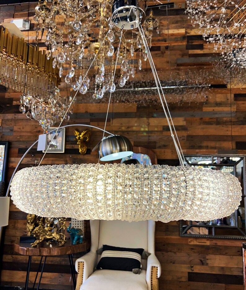 Crystal Chandeliers Silver Lighting Fixture 32 Wide 8 | Etsy