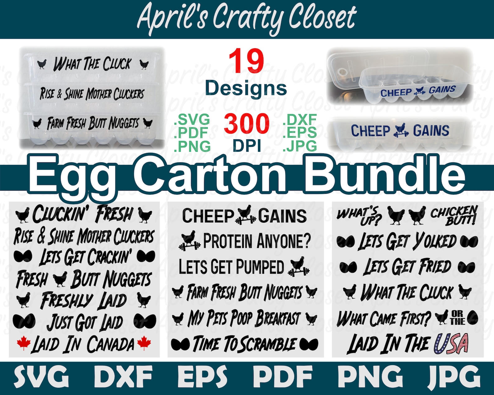 Egg Carton Designs SVG Cut Files, Bundle, DIY Make Your Own Reusable ...